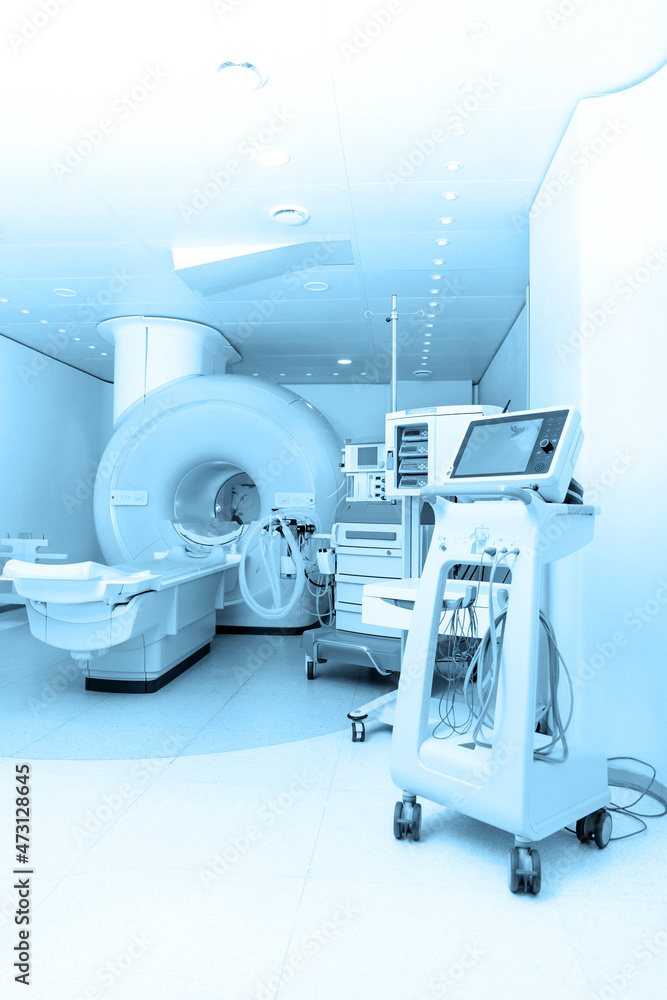 Medical CT or MRI Scan in the modern hospital laboratory. Interior of ...