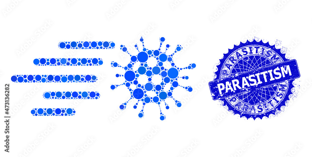 Rush virus vector composition of dots in various sizes and blue color ...