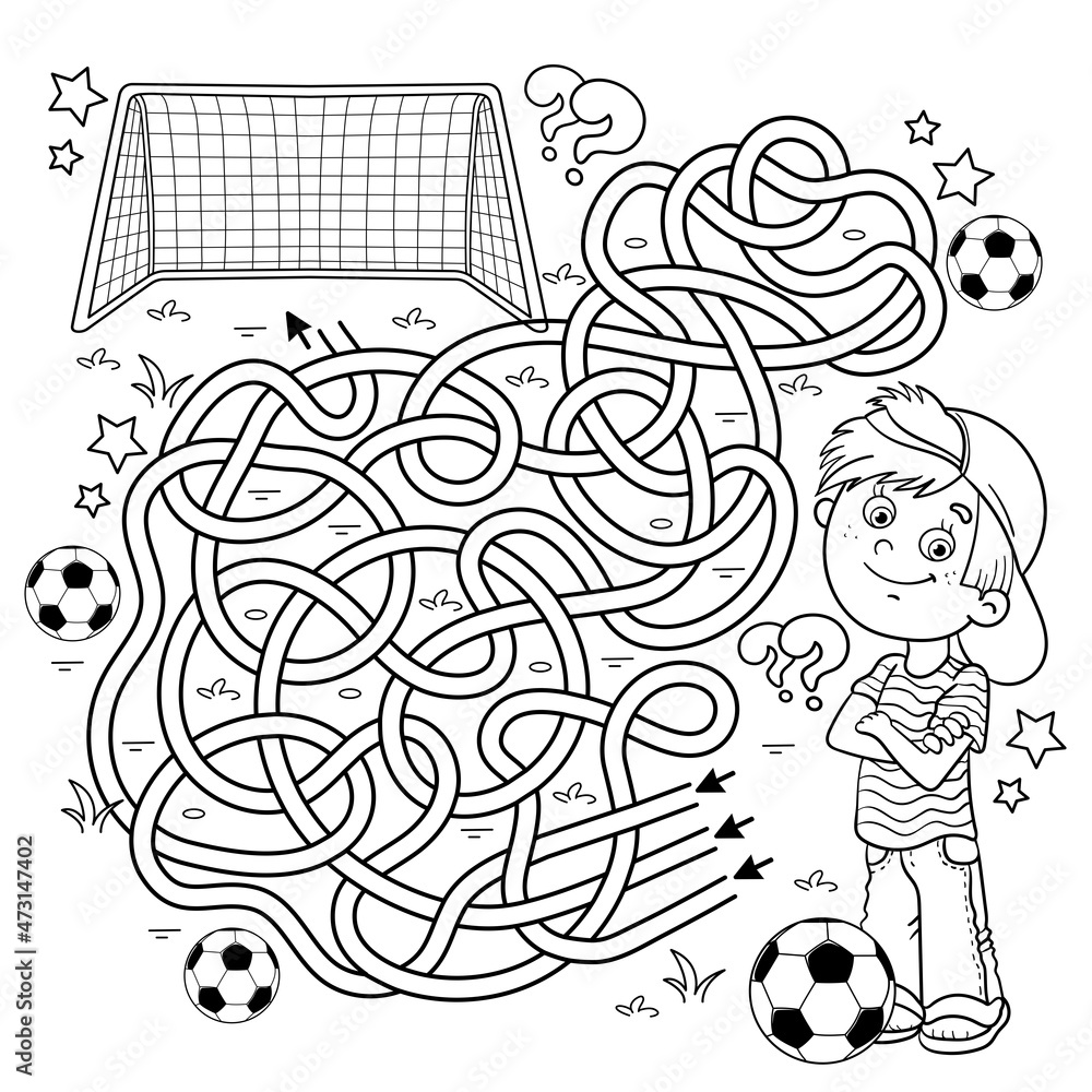 Maze or Labyrinth Game. Puzzle. Tangled road. Coloring Page Outline Of ...