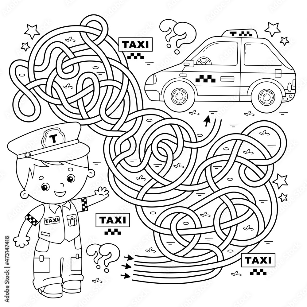 Maze or Labyrinth Game. Puzzle. Tangled road. Coloring Page Outline Of ...