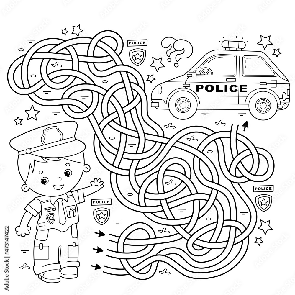 Maze or Labyrinth Game. Puzzle. Tangled road. Coloring Page Outline Of ...