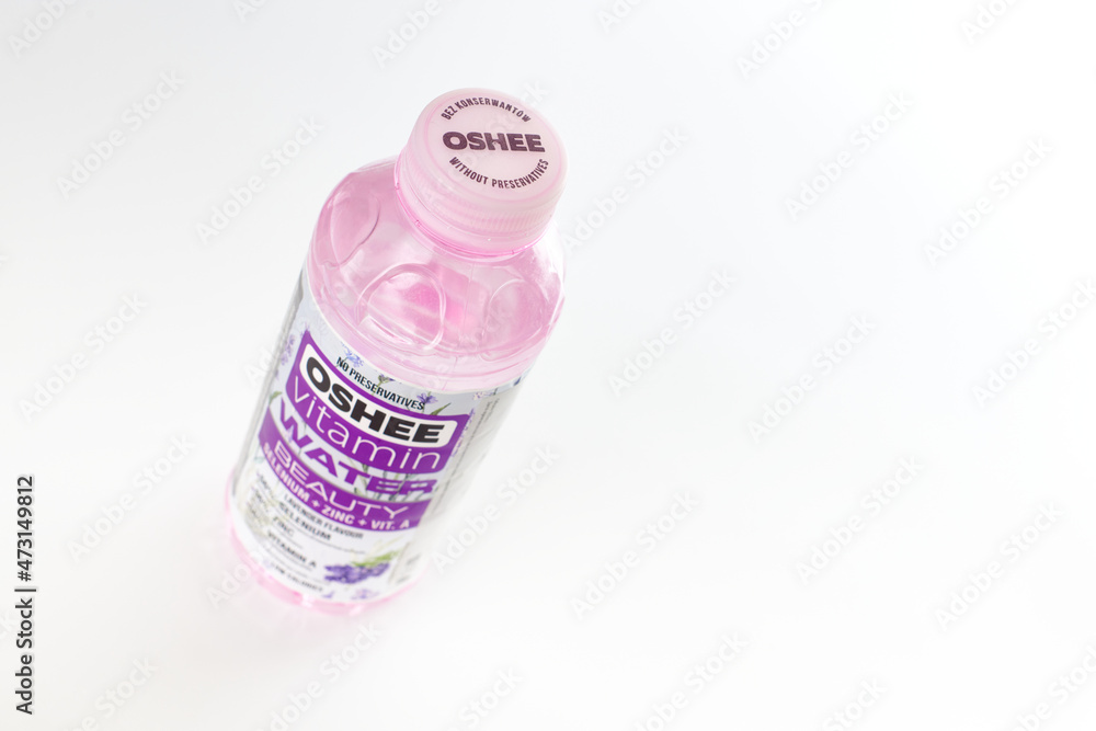 Oshee vitamin water bottle, multifruit flavour isotonic drink isolated ...