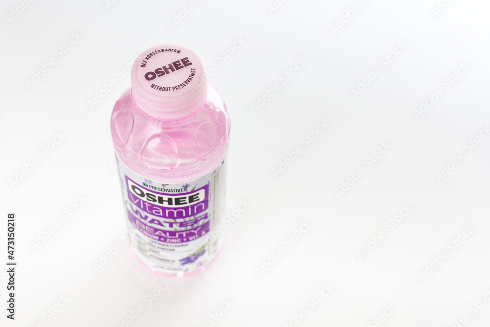 Oshee vitamin water bottle, multifruit flavour isotonic drink isolated ...