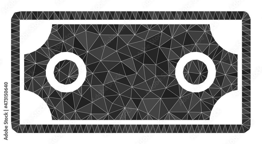 Low-poly banknote template icon illustration is combined with scattered ...