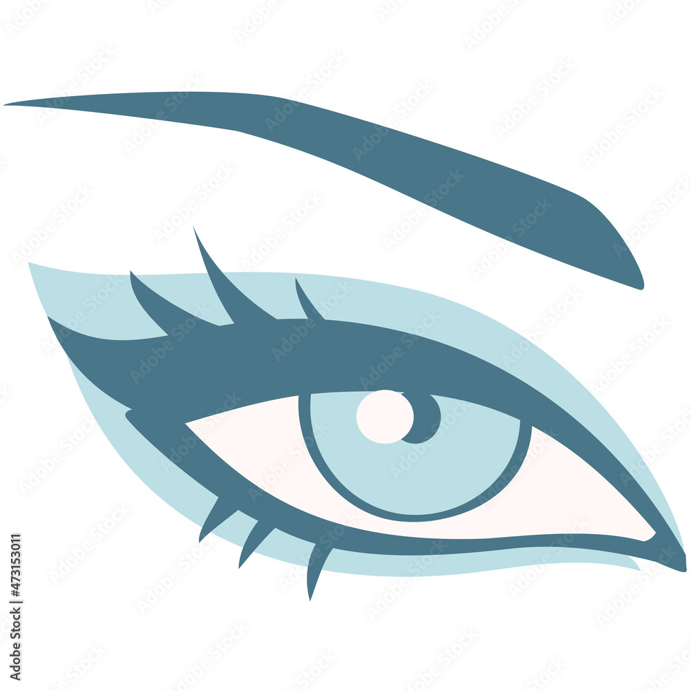 Open female eye with eyelashes and eyebrow. Eye icon isolated on white ...