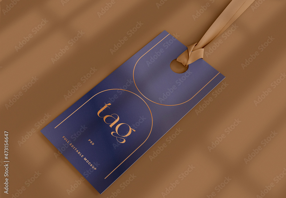 3D Top View of Rectangular Tag Mockup Stock Template | Adobe Stock