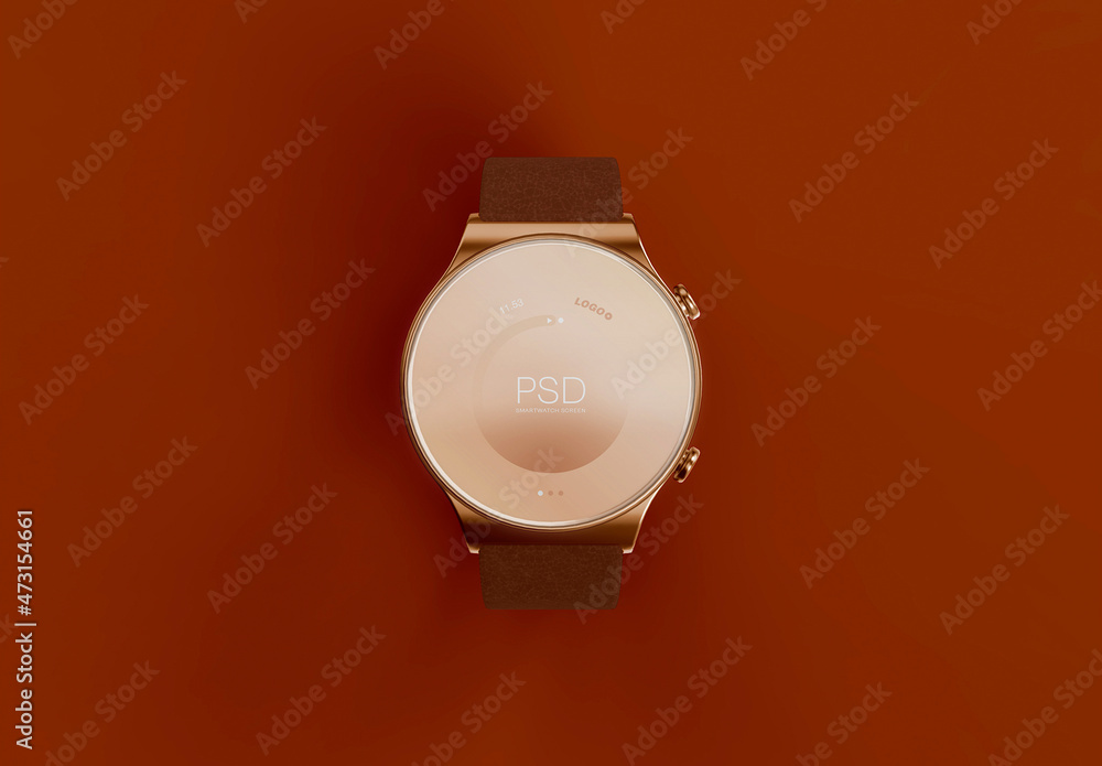 3D Front View of Smartwatch Screen Mockup Stock Template | Adobe Stock