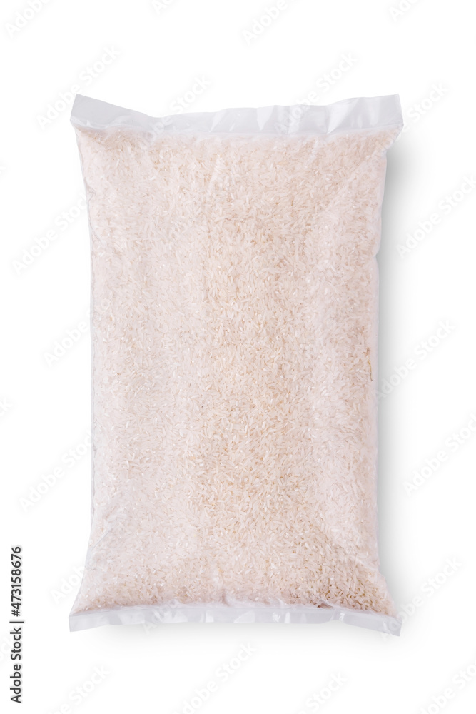 Foto de Package rice with plastic bag do Stock | Adobe Stock