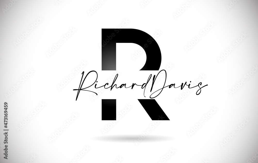 Letter R logo Design with Handwritten Name and Black Colors. Creative ...