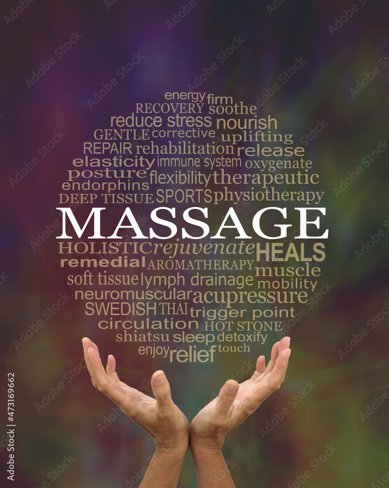 Words associated with the benefits of MASSAGE Word Circle - female ...