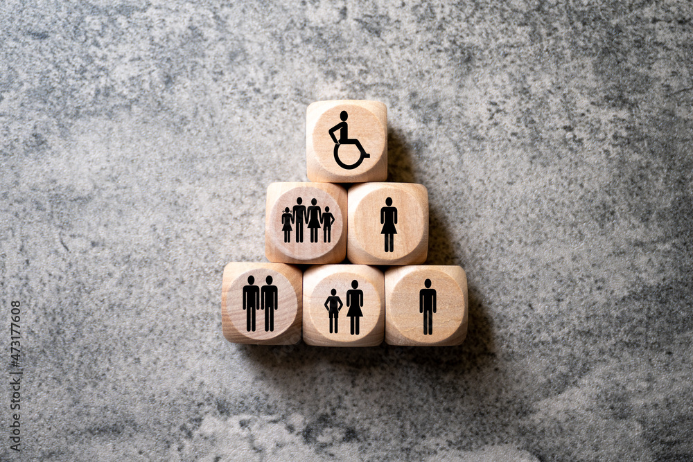 Inklusion von behinderten Menschen in unsere Gemeinschaft angedeutet ...