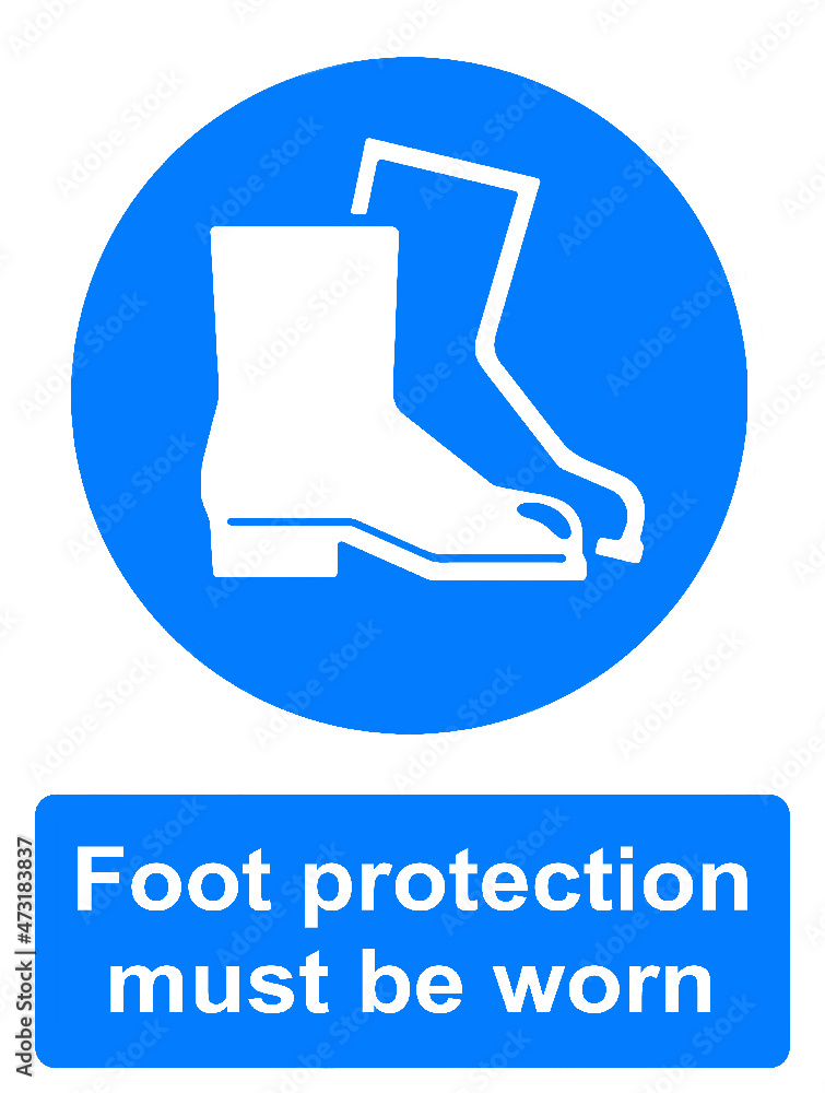 Foot protection must be worn in this area sign Stock Vector | Adobe Stock