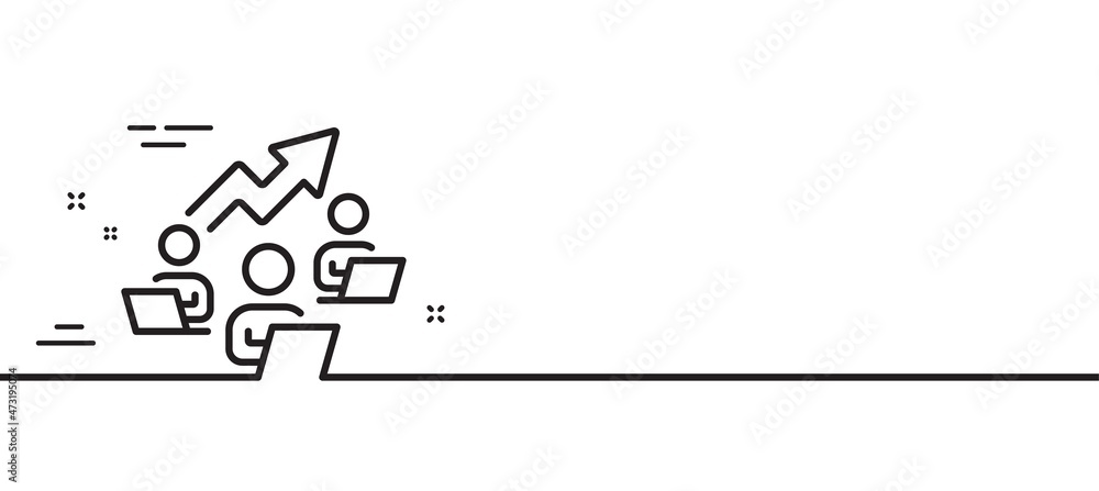 Teamwork chart line icon. Remote office sign. Team employees symbol ...