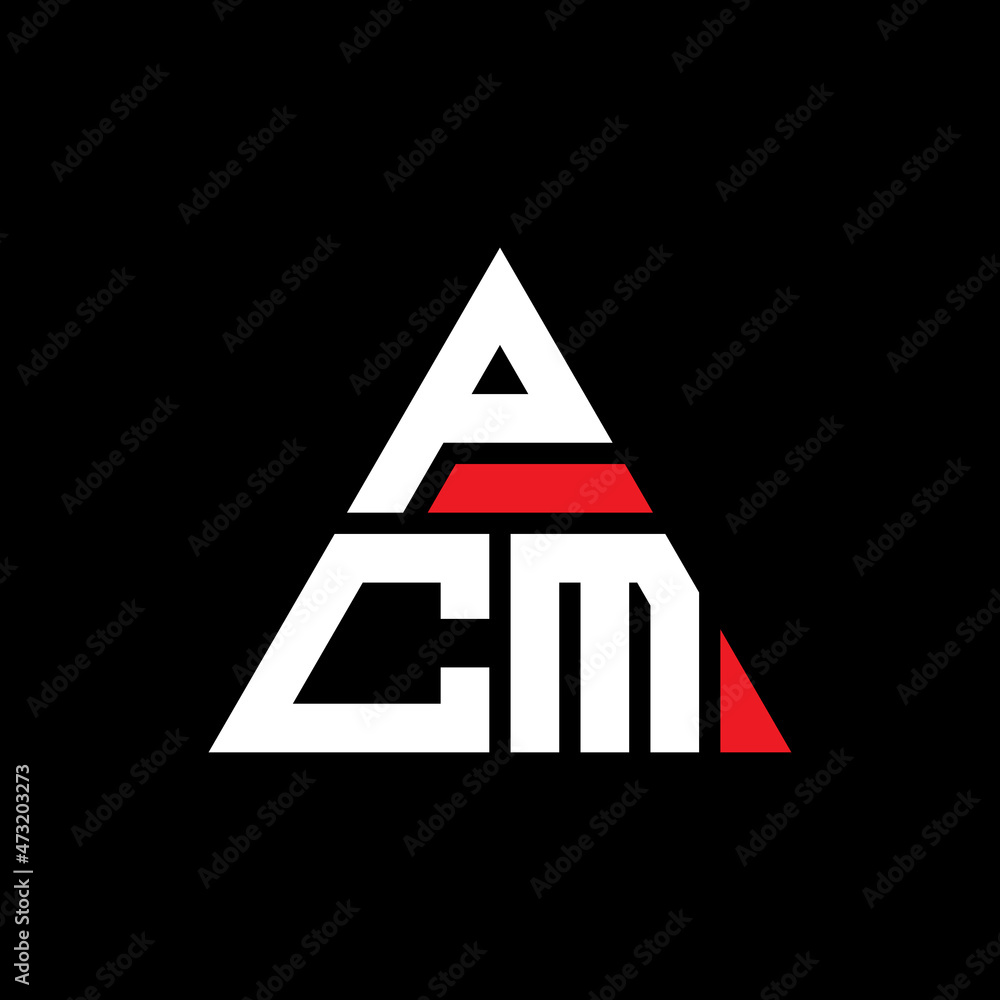 PCM triangle letter logo design with triangle shape. PCM triangle logo ...
