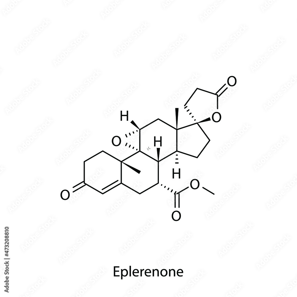 Eplerenone molecular structure, flat skeletal chemical formula ...
