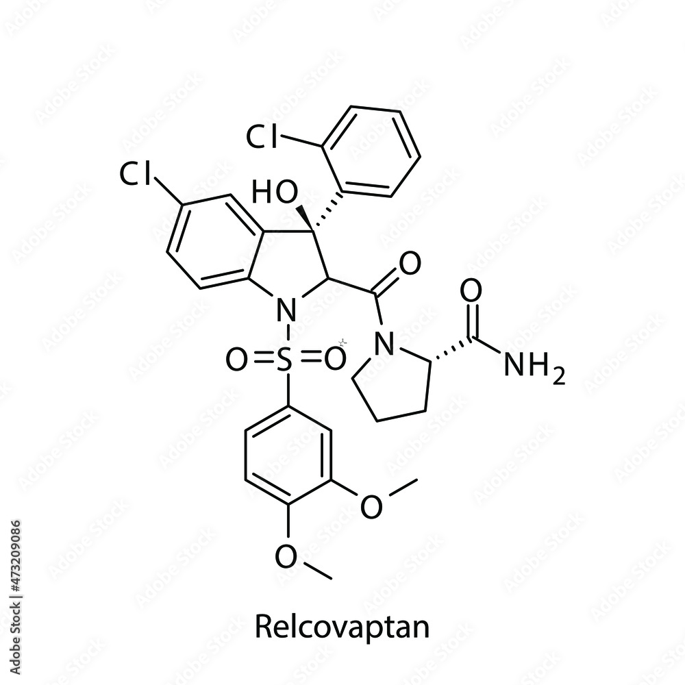 Relcovaptan molecular structure, flat skeletal chemical formula ...