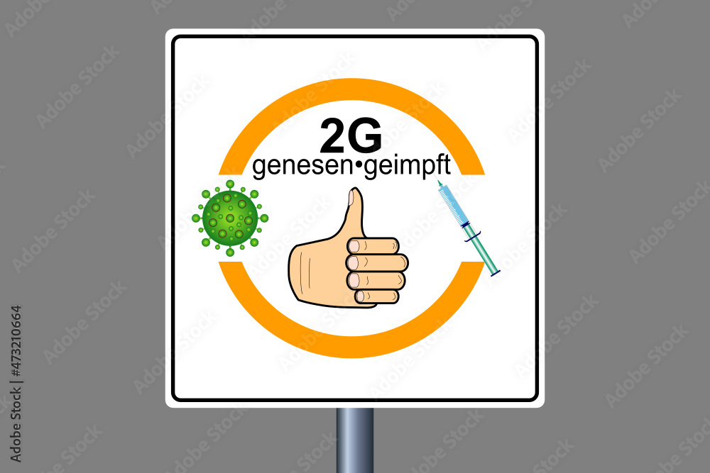 Weißes Schild mit Symbol für die 2G-Regel Stock-Vektorgrafik | Adobe Stock
