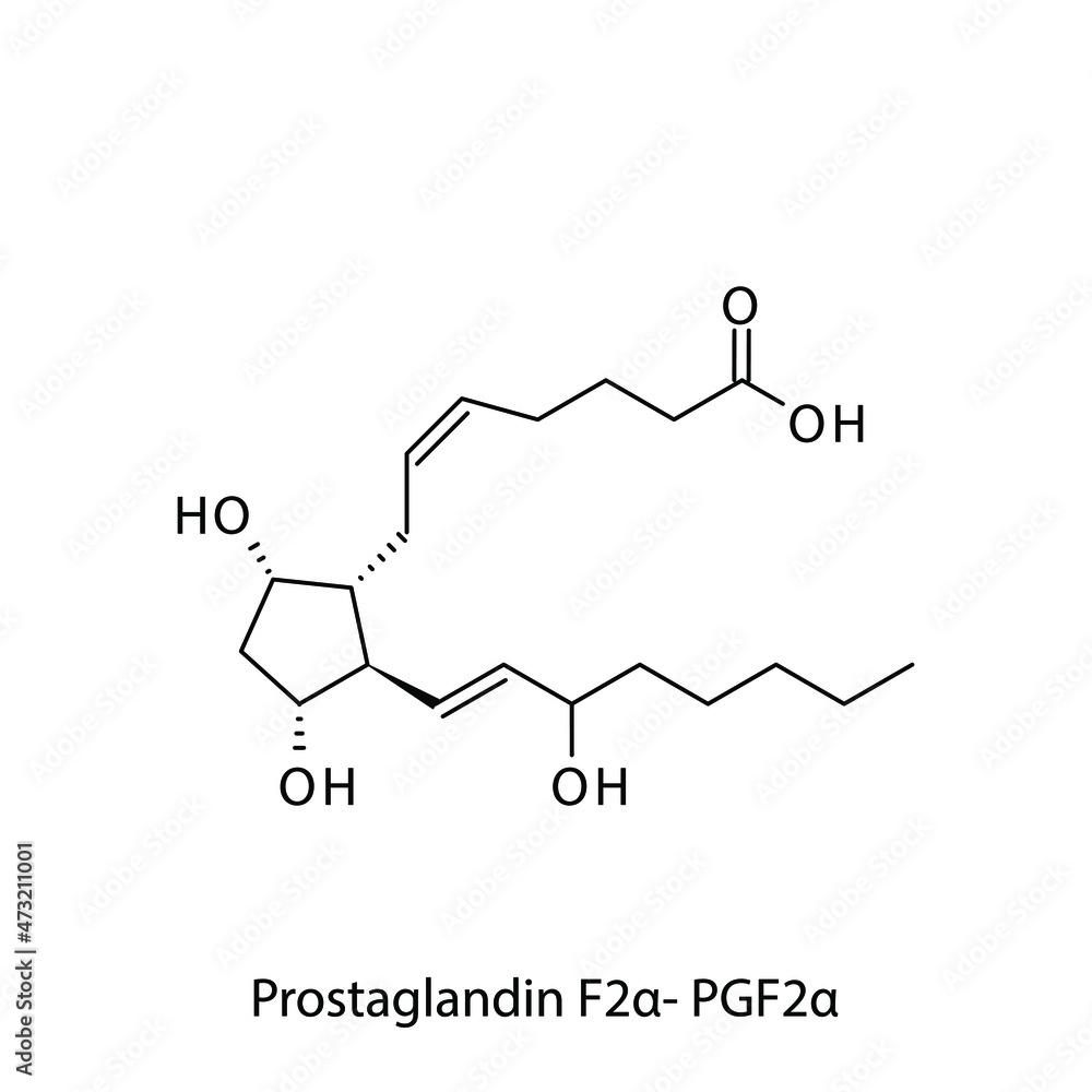 Prostaglandin F2a Prostaglandin biomolecule molecular formula. Skeletal ...