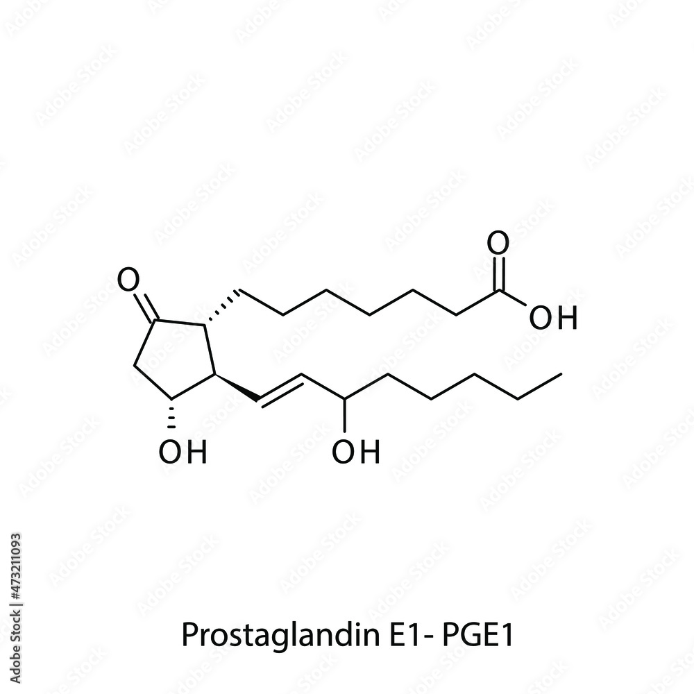 Prostaglandin E1 Prostaglandin biomolecule molecular formula. Skeletal ...