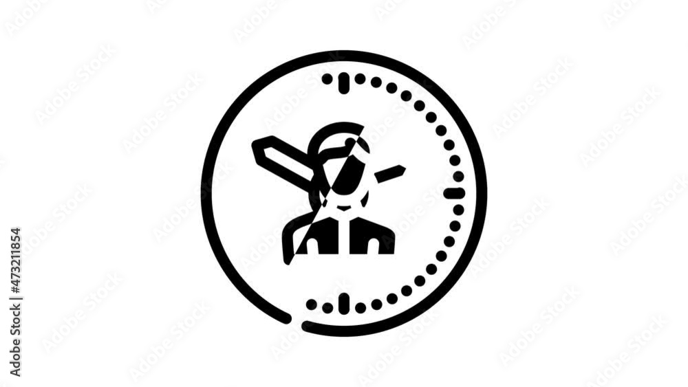 employee man hours animated line icon employee man hours sign. isolated ...