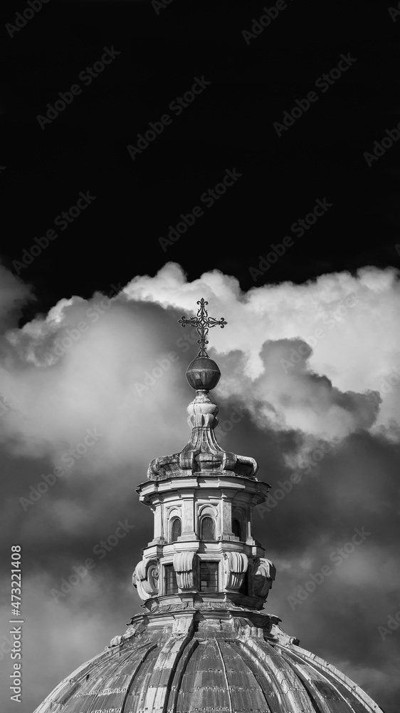 Baroque art in Rome. Saints Luca and Martina beautiful baroque dome and ...