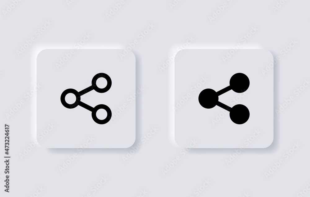 Share icon in neumorphism buttons, Connection symbol - network sharing icons, Share line icon ...