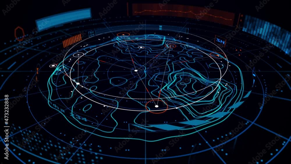 3d topographic map with contour lines in topography representing the ...