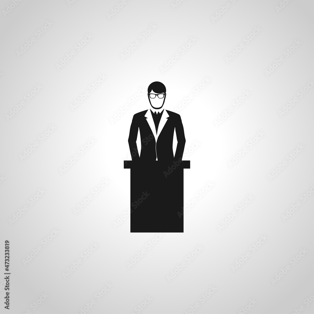 speaker icon. orator speaking pictogram simple isolated silhouette ...