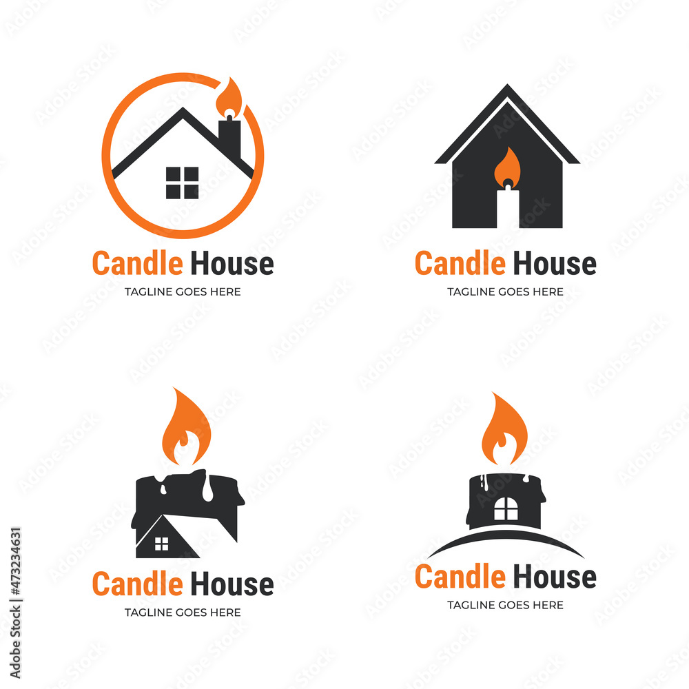 set of Modern candle house logo. Real estate, home, building logo for ...