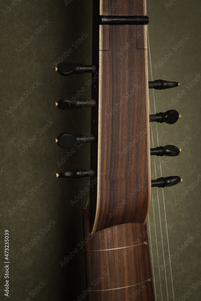 Theorbo of the 17th century. Close-up details.... Stock Photo | Adobe Stock