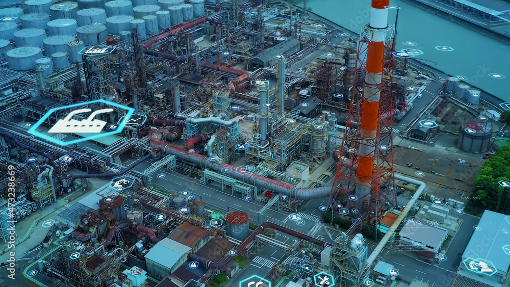 Industrial technology concept. Communication network. INDUSTRY 4.0 ...