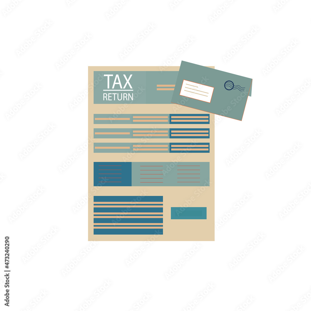 Old tax return. Form, income statement. A completed and registered ...
