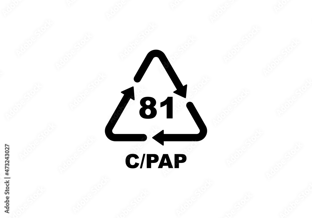 Plastic recycling code symbol. C PAP recycling symbol for plastic ...