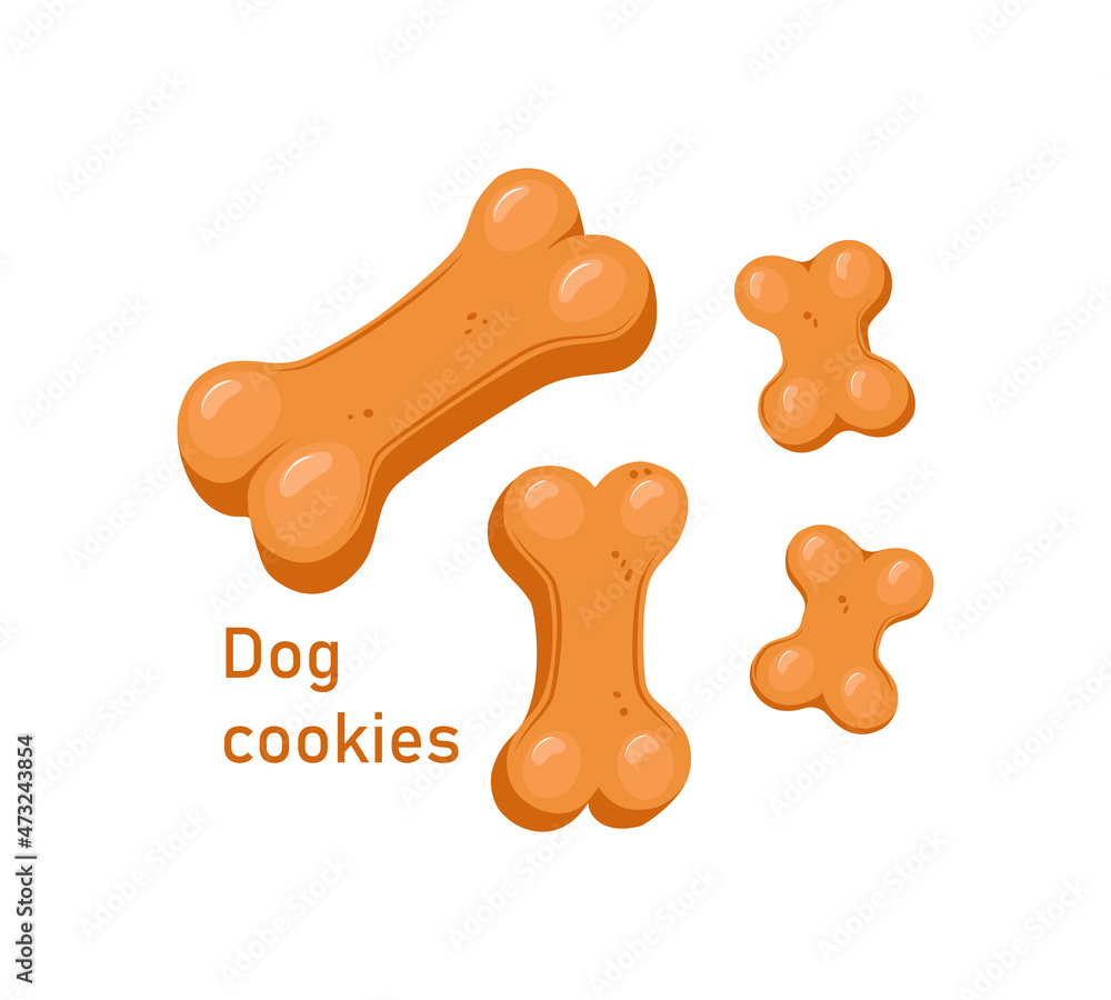 Dog cookie bone set. Dog treat biscuit of different sizes. Vector ...
