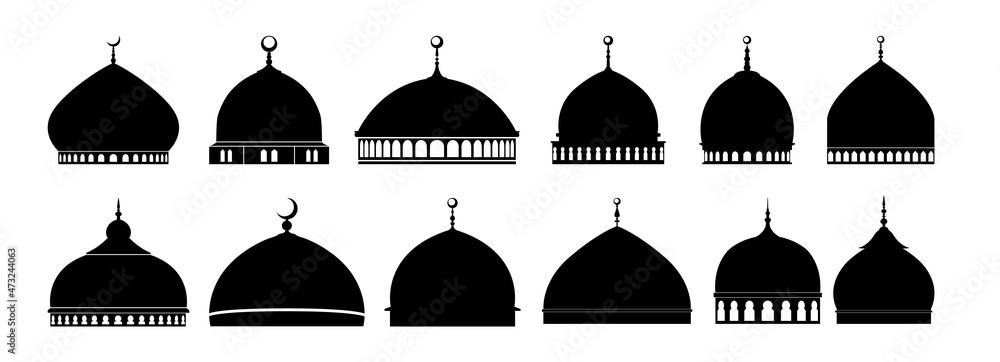 mosque dome vector Set. Silhouette of mosque dome vector illustration ...