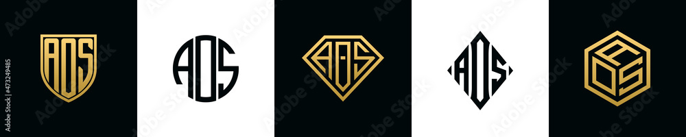 Initial letters AOS logo designs Bundle Stock Vector | Adobe Stock