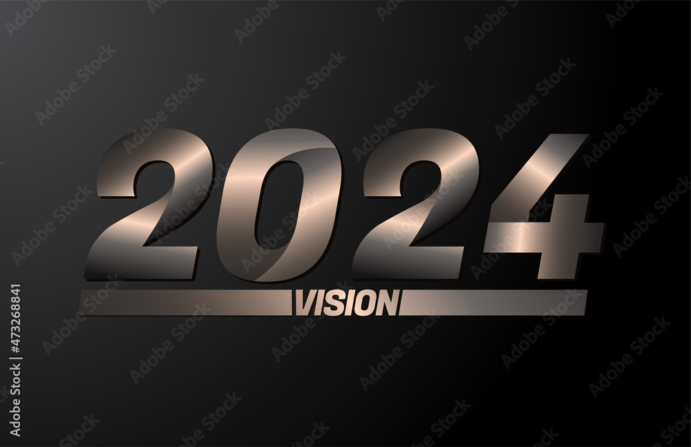 2024 with vision text, vision 2024 new year vector isolated on black ...