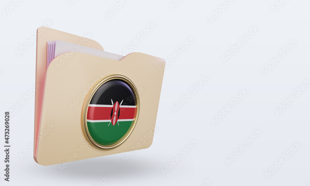 3d folder Kenya flag rendering left view Stock Illustration | Adobe Stock