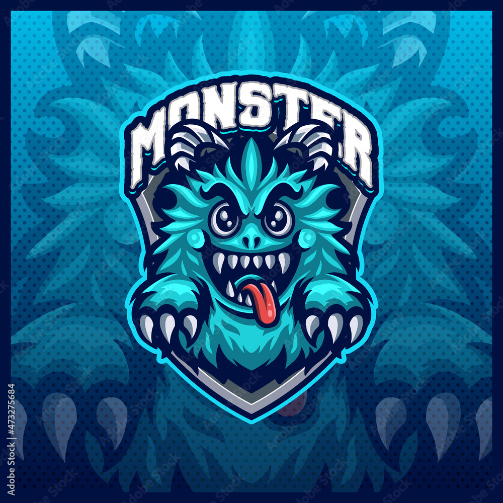 Cute Fluffy Monster mascot esport logo design illustrations vector ...