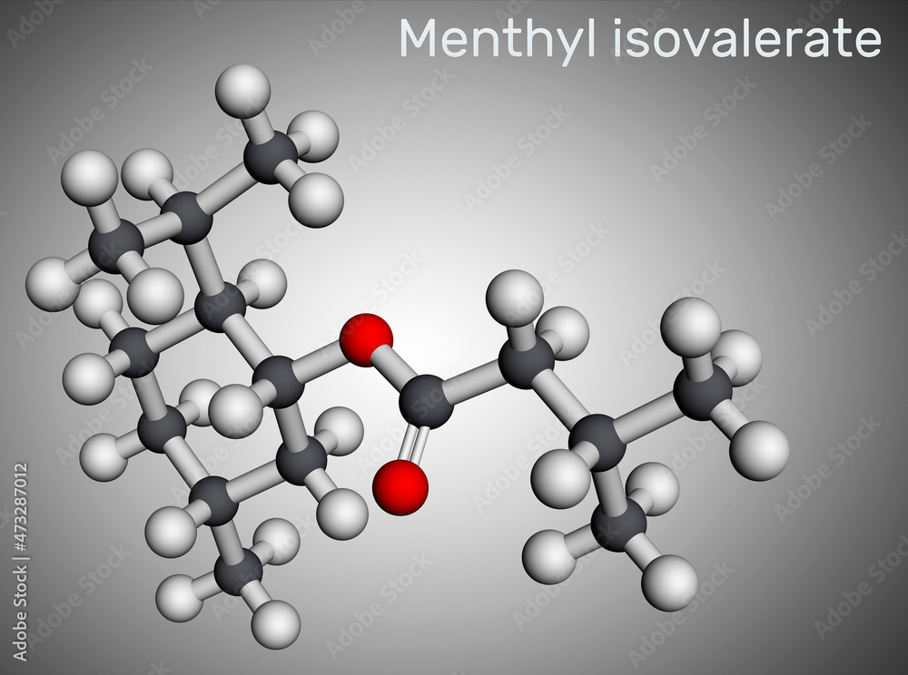 Menthyl isovalerate, validolum, validol molecule. It is drug, menthyl ...