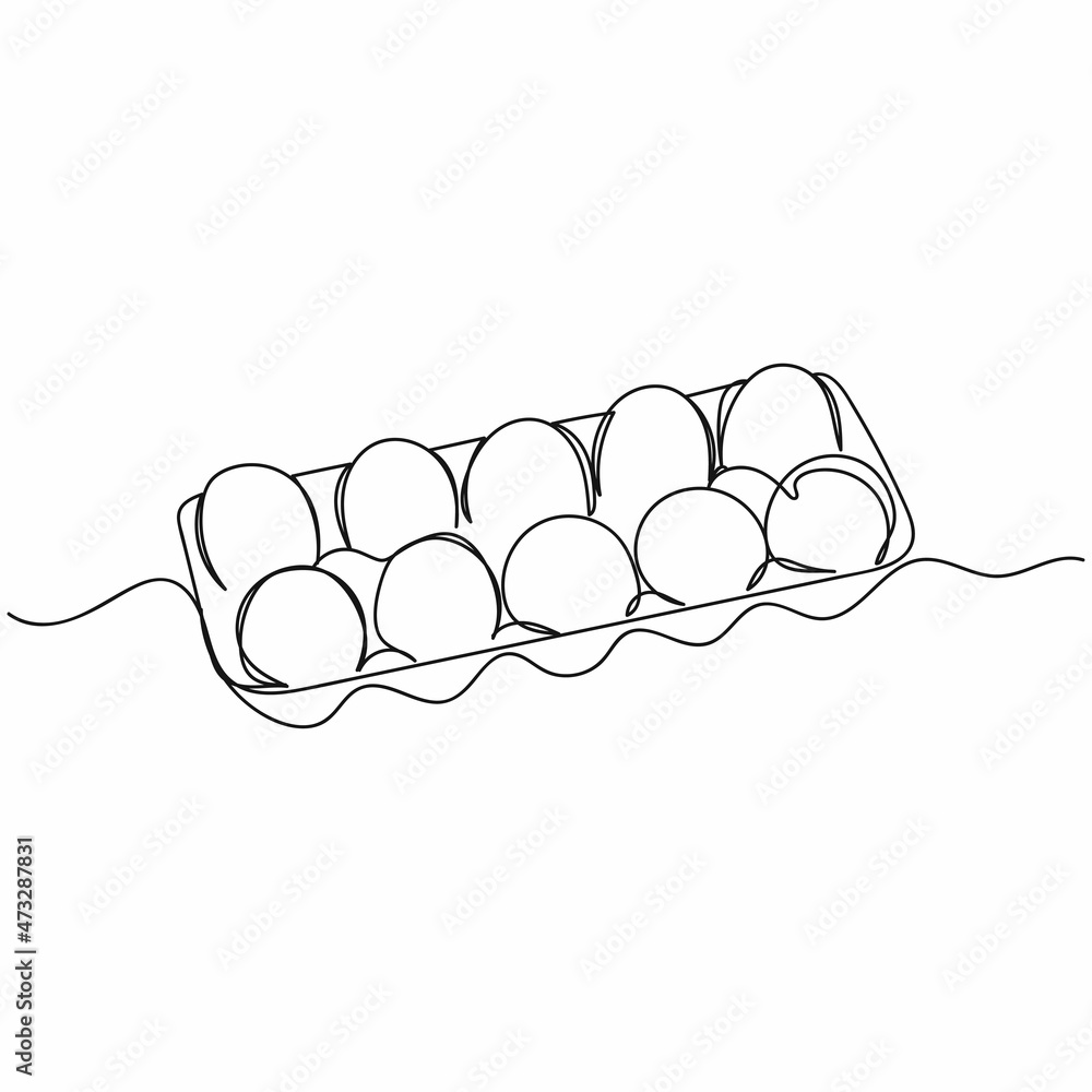 Vector abstract continuous one single simple line drawing icon of eggs ...