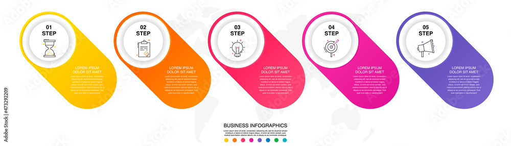 Vector infographic circles. Business concept of 5 options. Timeline ...
