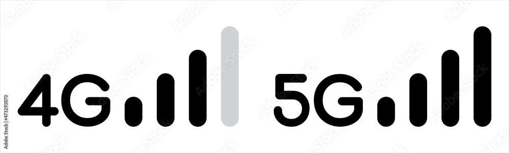Cellular signal level, 4g and 5g network connection level sign vector ...