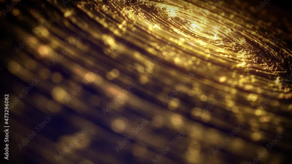 Abstract Particles Gold Lines Flowing Fx Background/ 4k animation of an ...