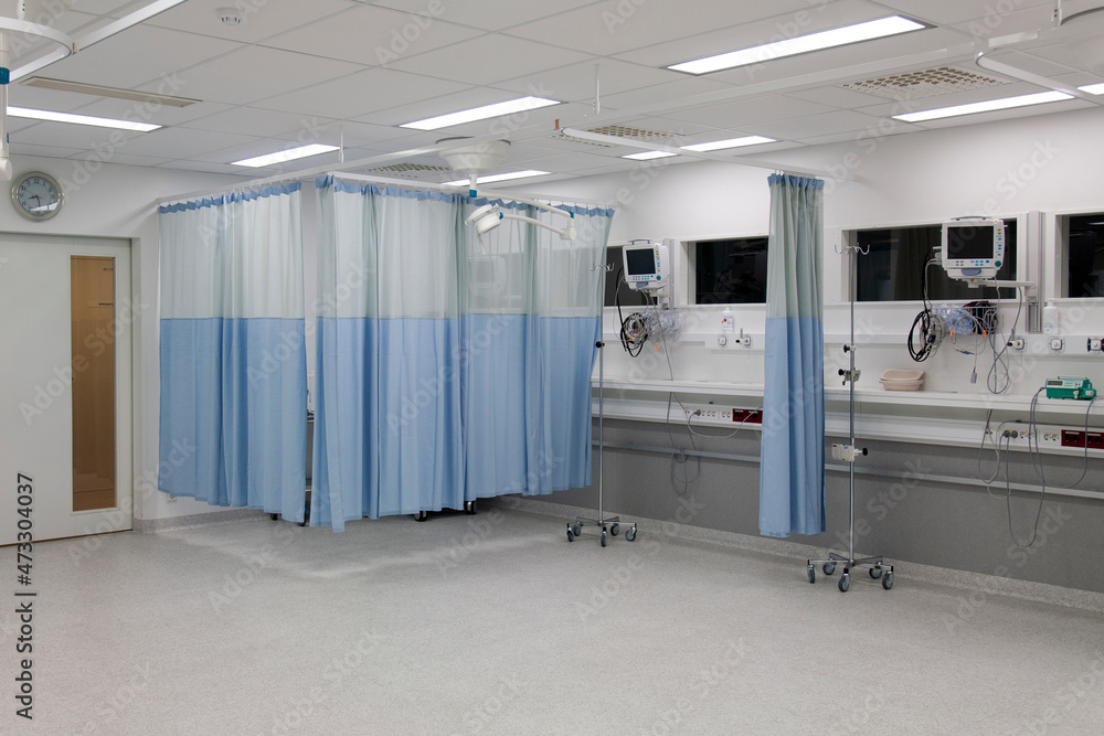 Recovery room in a modern hospital, post-operative recovery, patient ...