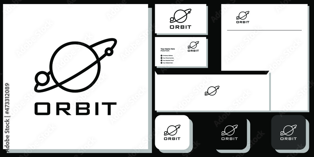 orbit symbol rotate circle earth with brand identity template Stock ...