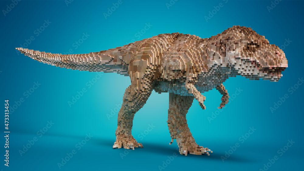 Legos bricks. Dinosaur figure from legos blocks on a blue studio ...