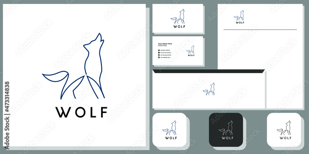 wolf symbol animal wildlife predator abstract with brand identity ...