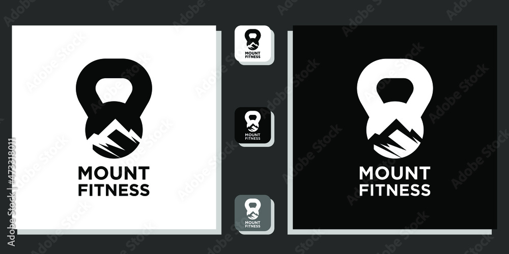 Kettlebell Fitness Gym Studio Sport Fresh Nuance Mountain Logo Template ...