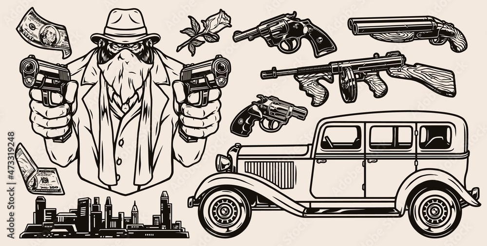 Mafia monochrome vintage concept Stock Vector | Adobe Stock